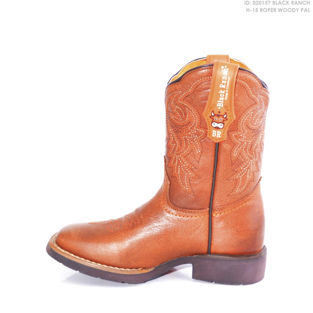 Bota Vaquera Black Ranch H-15 Roper Woody Pal - Color: Cognac, Miel - JR Western
