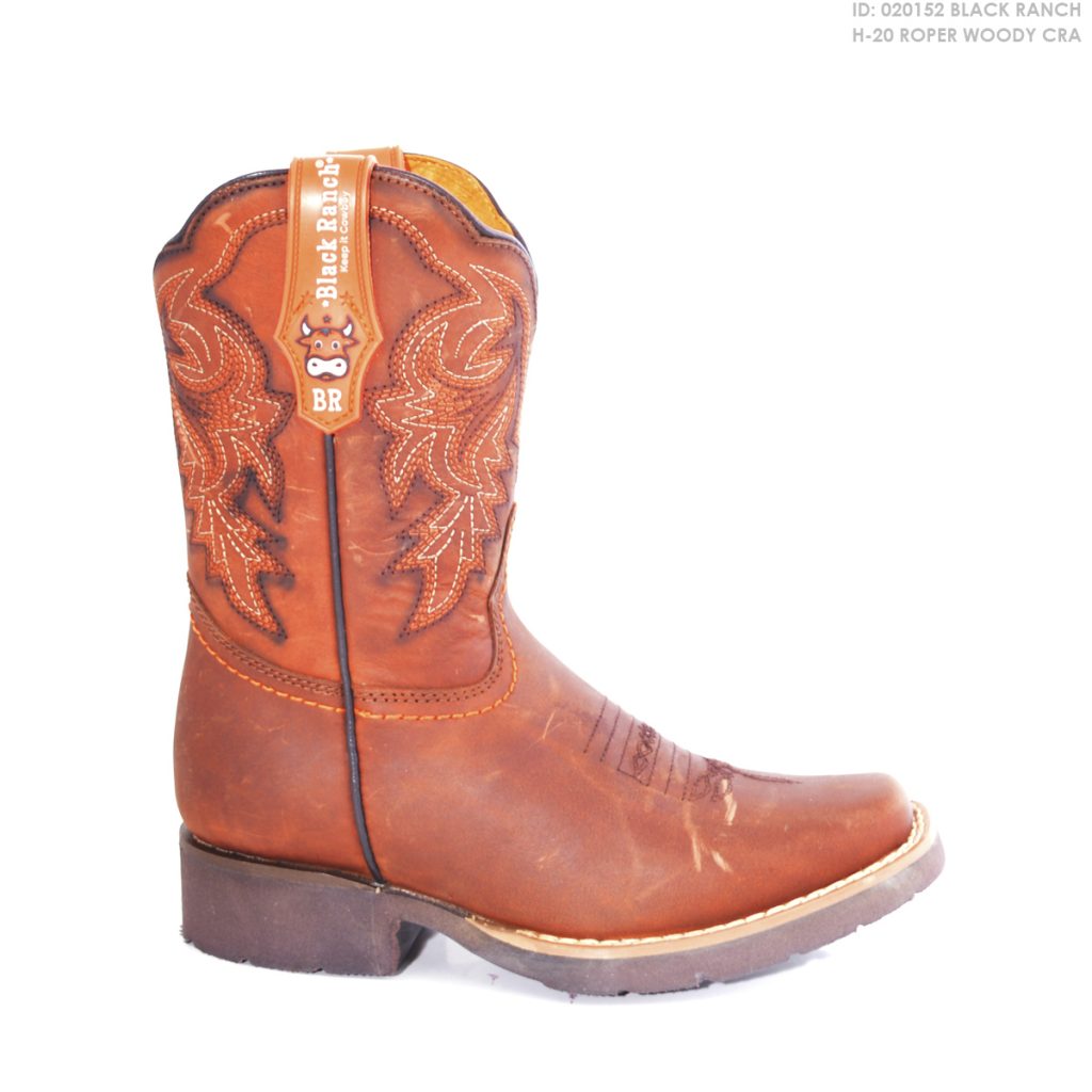 Bota Vaquera Black Ranch H-20 Roper Woody Cra - Color: Miel - JR Western